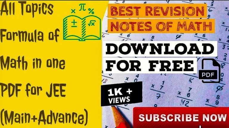 JEE Mains Maths Revision Notes PDF Download | JEE Mains Maths Last ...